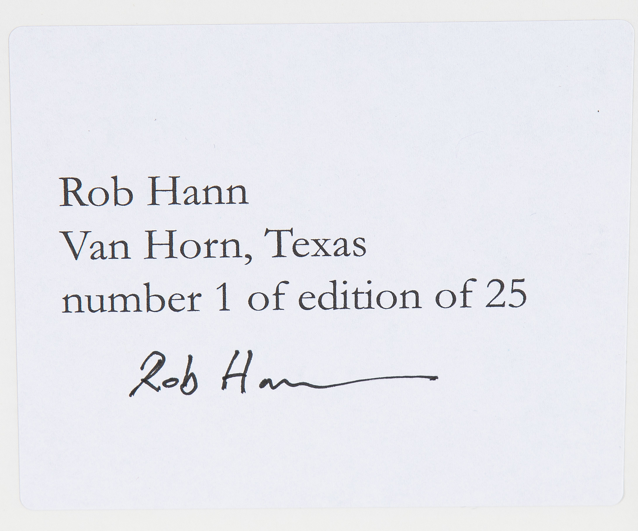 Rob Hann, Archival Inkjet Print, signerad 1/25 a tergo. - Bukowskis