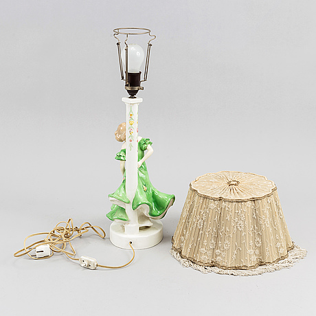 A creamware table lamp from Goldscheider, Austria, first half of the ...