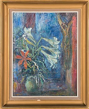 Meri Genetz, oil on canvas, signed. - Bukowskis