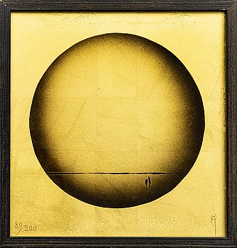 Arne Olsson, monogram signed AO, numbered 80/200, mixed media on foil ...