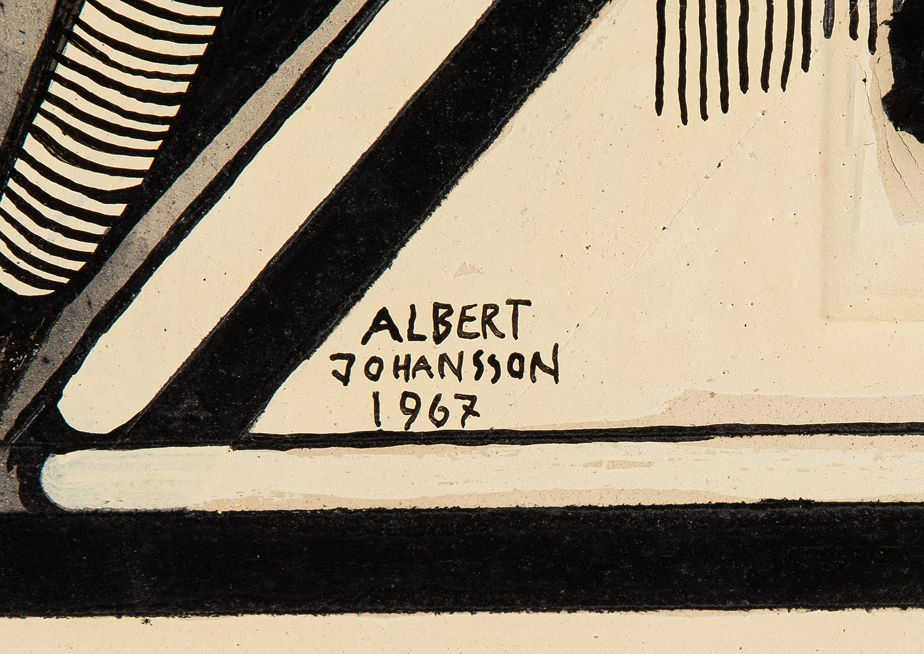 Albert Johansson,acrylic and collage on panel, signed and dated 1967 ...