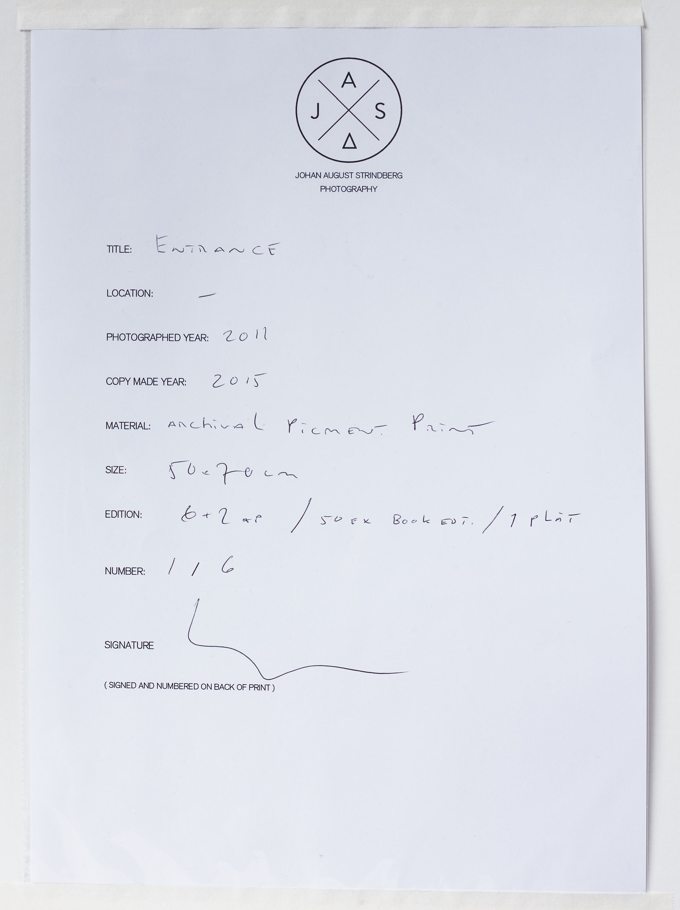 Johan Strindberg, "Entrance I", 2011. - Bukowskis