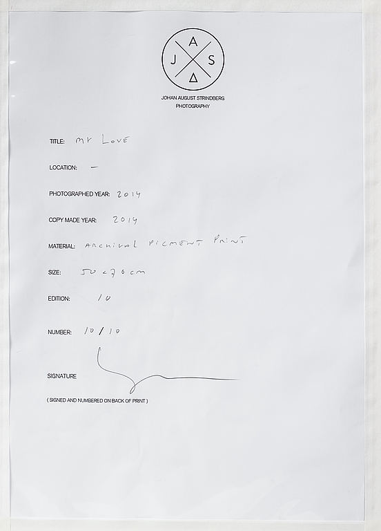 Johan Strindberg, "My Love", 2014. - Bukowskis