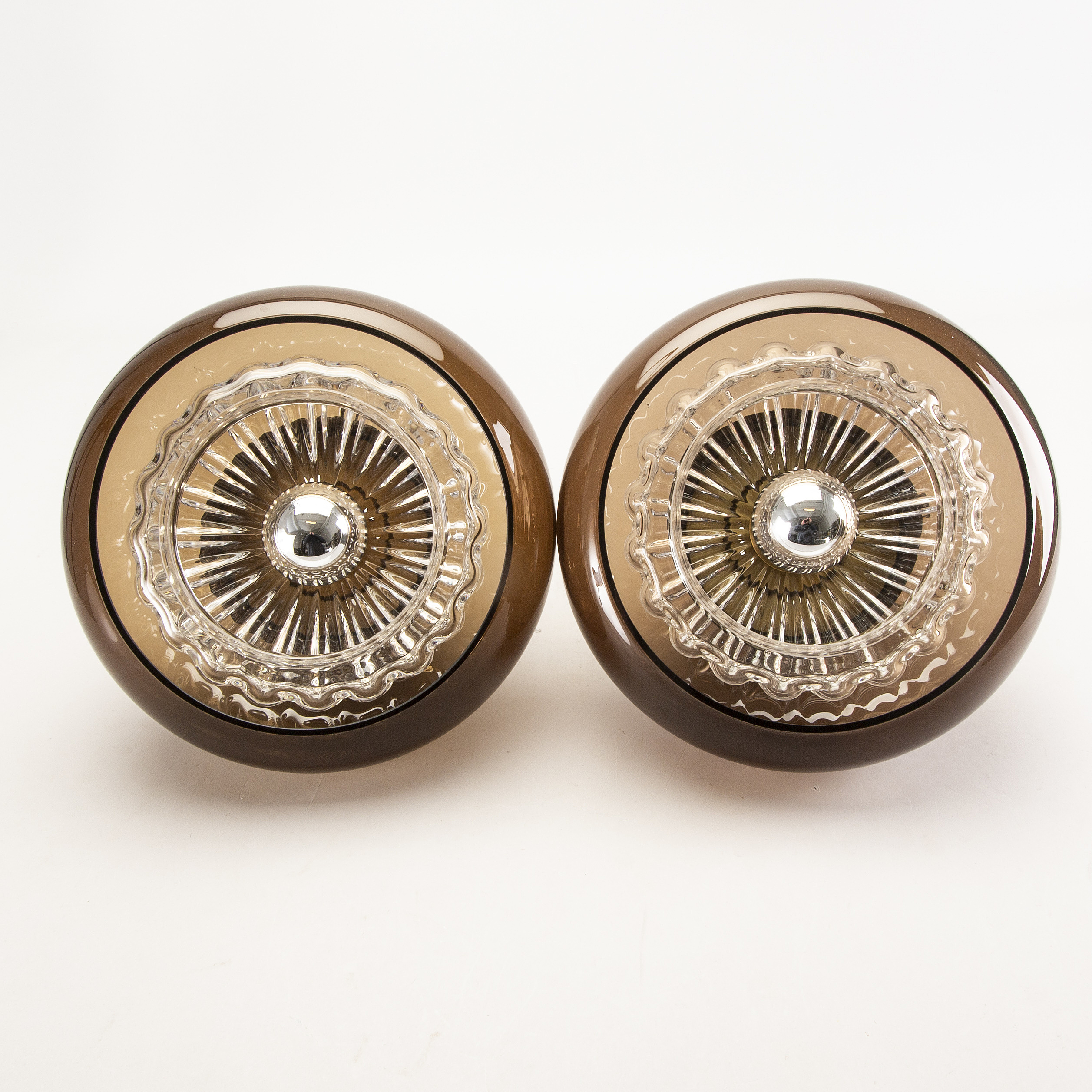 Carl Fagerlund, vägg/taklampor ett par Orrefors 1970-tal. - Bukowskis