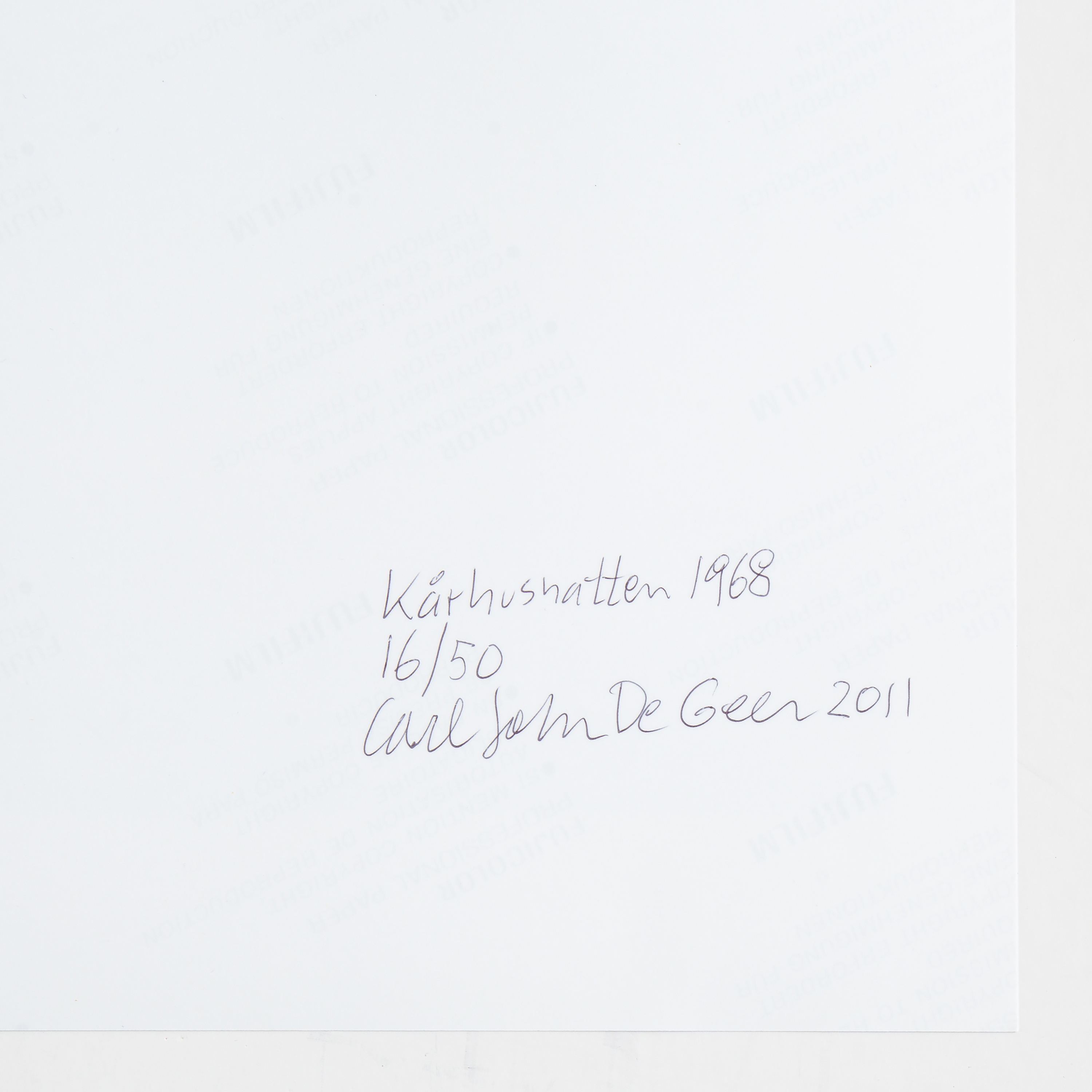 Carl Johan De Geer, photo, 2011, signed 16/50 verso. - Bukowskis