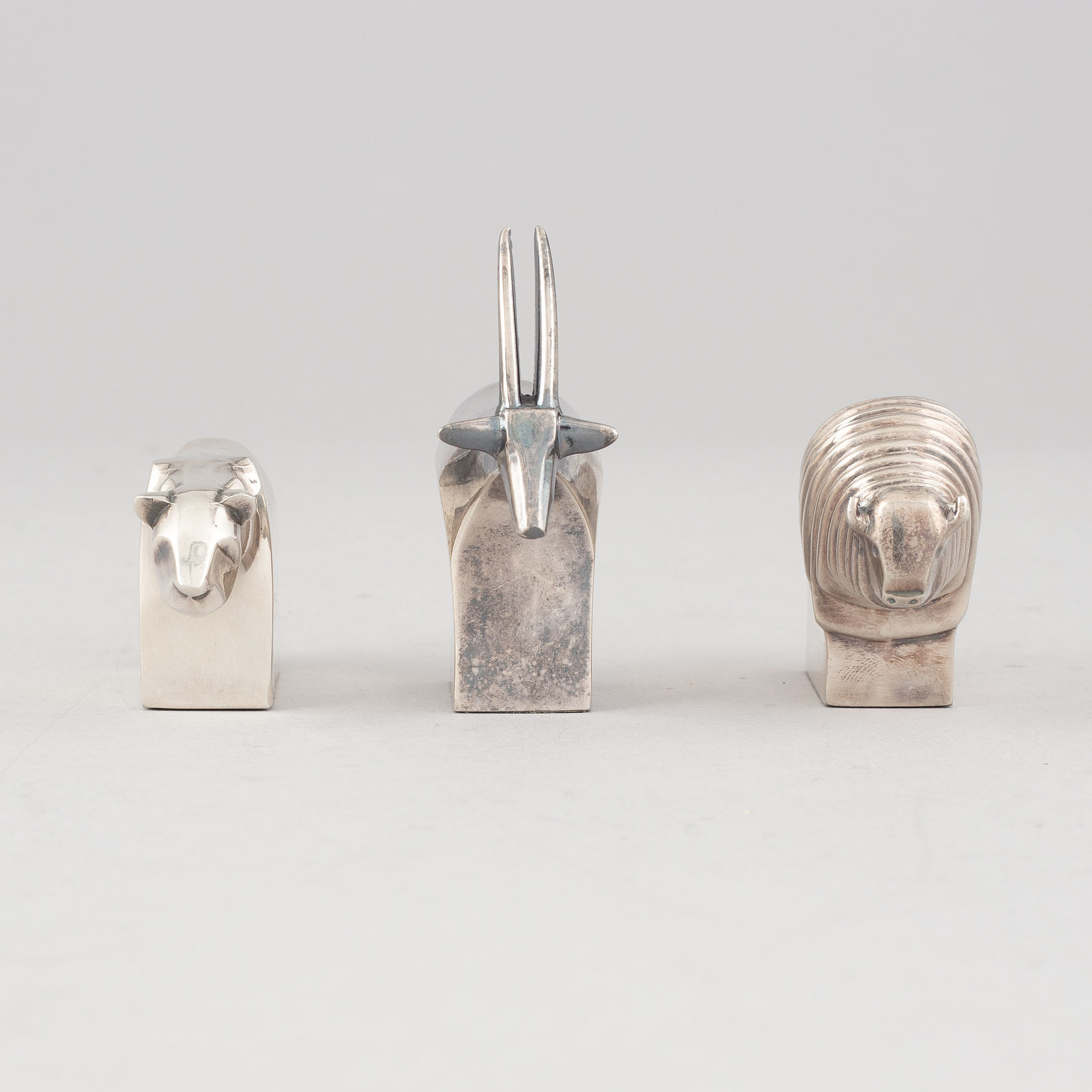 Gunnar Cyrén, three silver plated zinc figurines, Dansk Designs, Japan ...