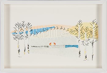 Britta Marakatt-Labba, lithograph in colours, signed 161/250. - Bukowskis