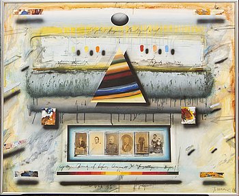Jörgen Waring, oil/collage on paper signed and dated 86. - Bukowskis