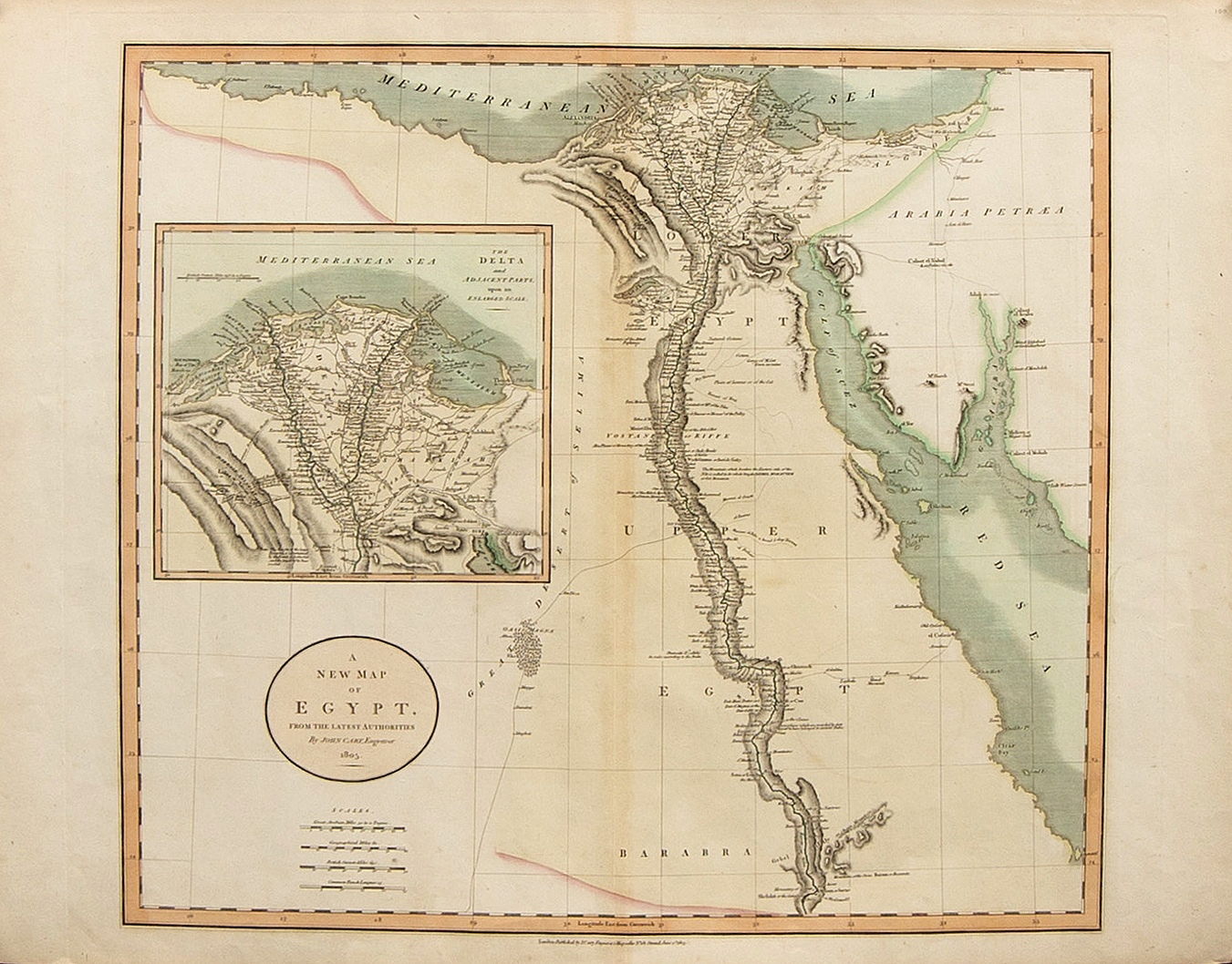 John Cary, karta Egypten, London 1805. - Bukowskis