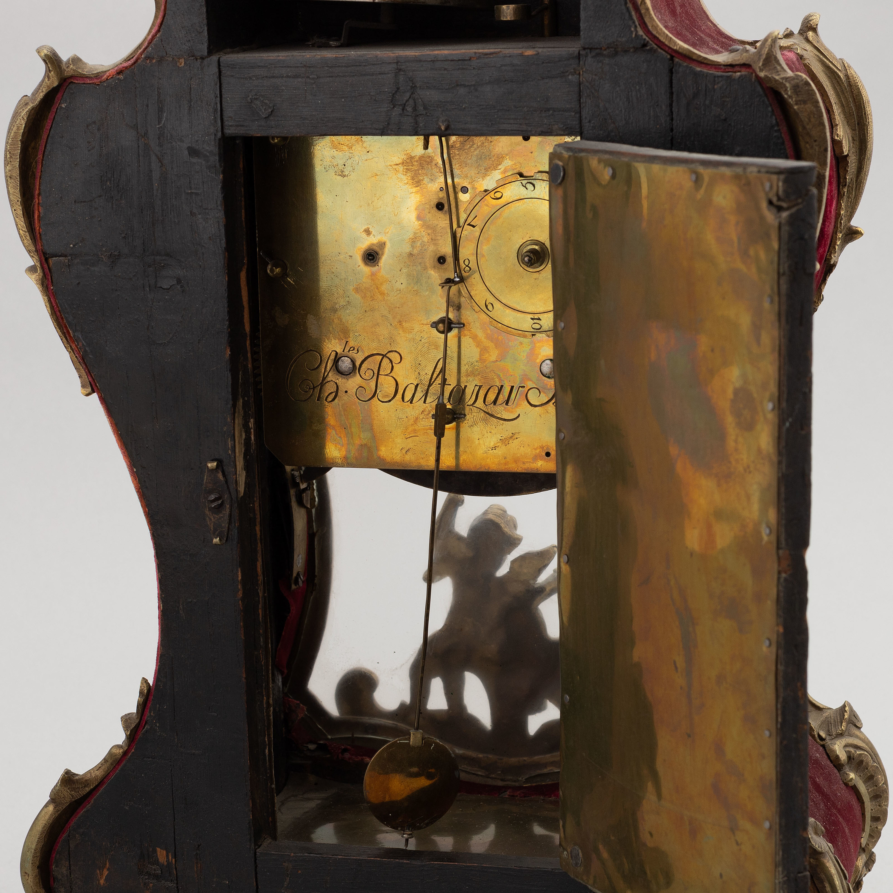 A Louis XV-style bracket clock, probably 19th century, dial and ...