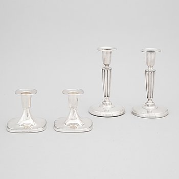 Ljusstakar, 2+2 st, silver, Tore Eldh, Cesons Göteborg 1965, samt CG ...