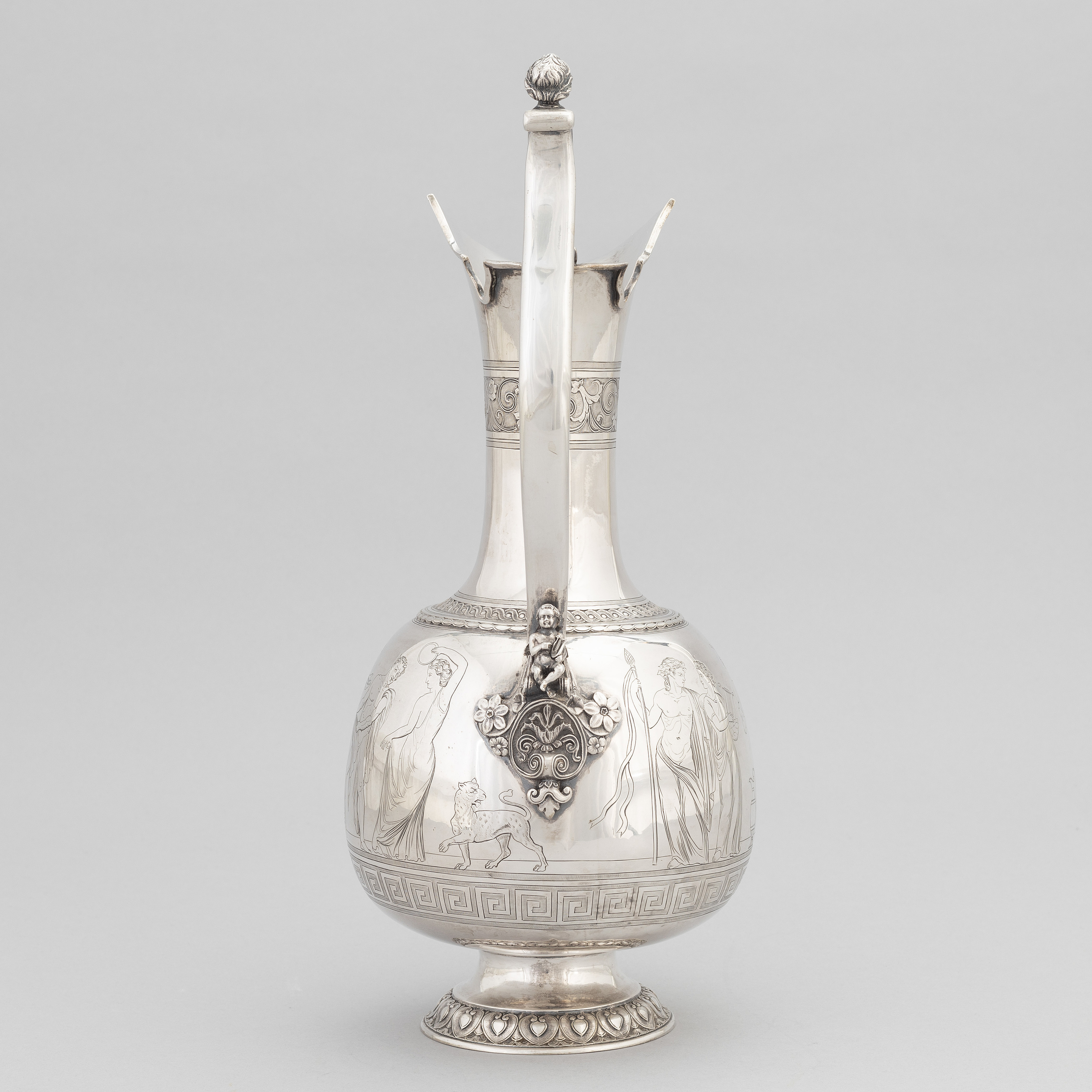 A silver wine jug, mark of Emil Ferdinand Dahl, Copenhagen 1865 ...