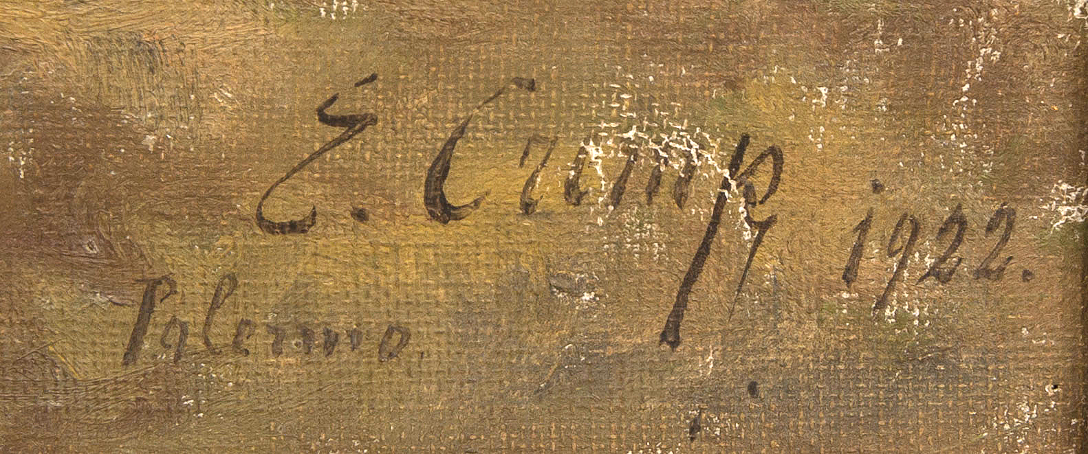 Erminio Cremp, oil on canvas signed and dated Palermo 1922. - Bukowskis