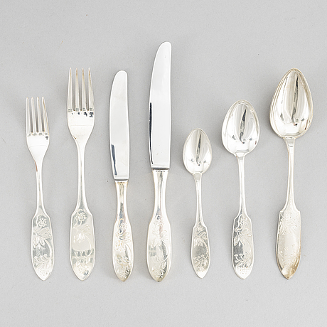 A 84 "Tornedal" silver cultery set, including MEMA, Linköping, second ...