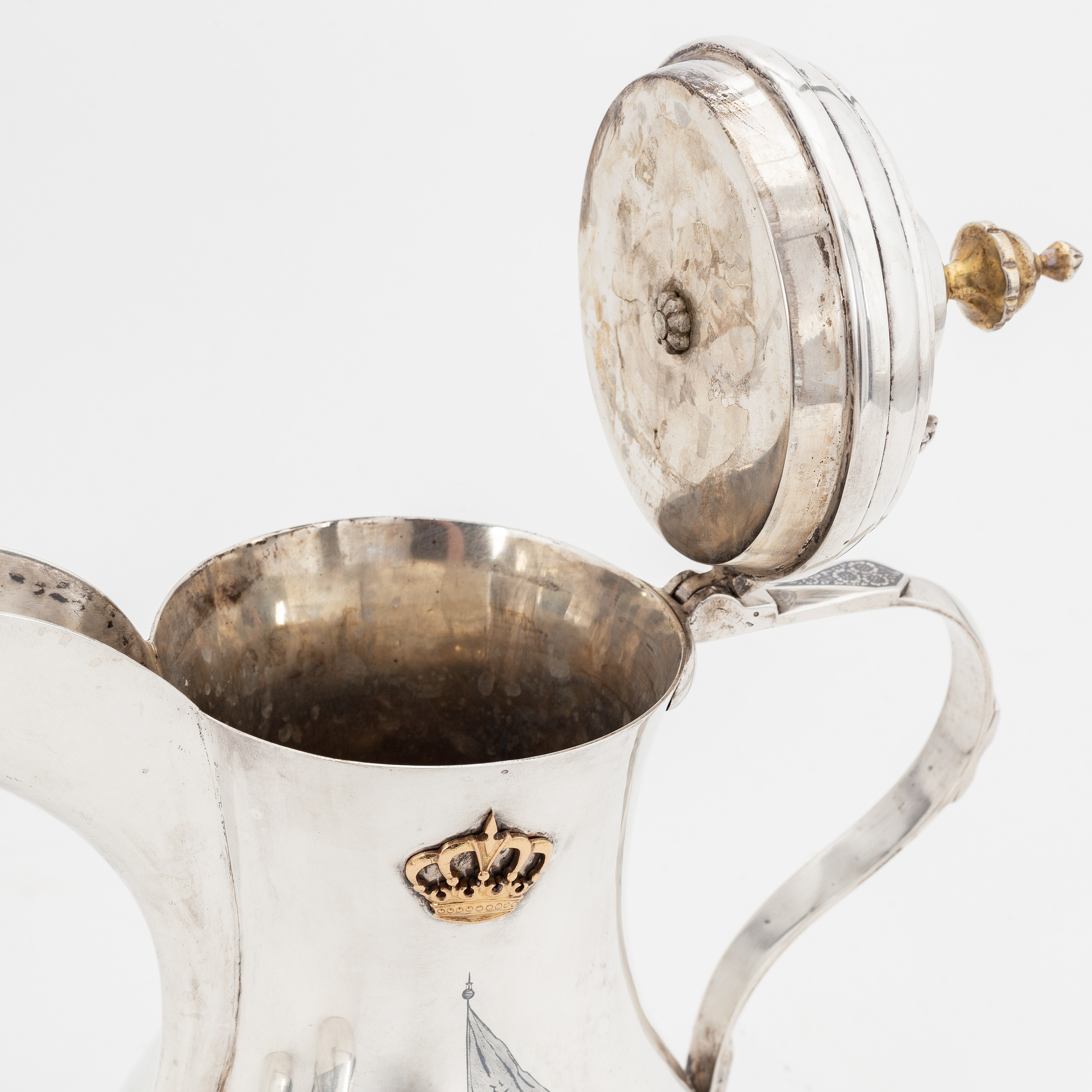 An Iraqi coffee pot set, 26 items, silver. Makers mark Zahroon Akhavan ...