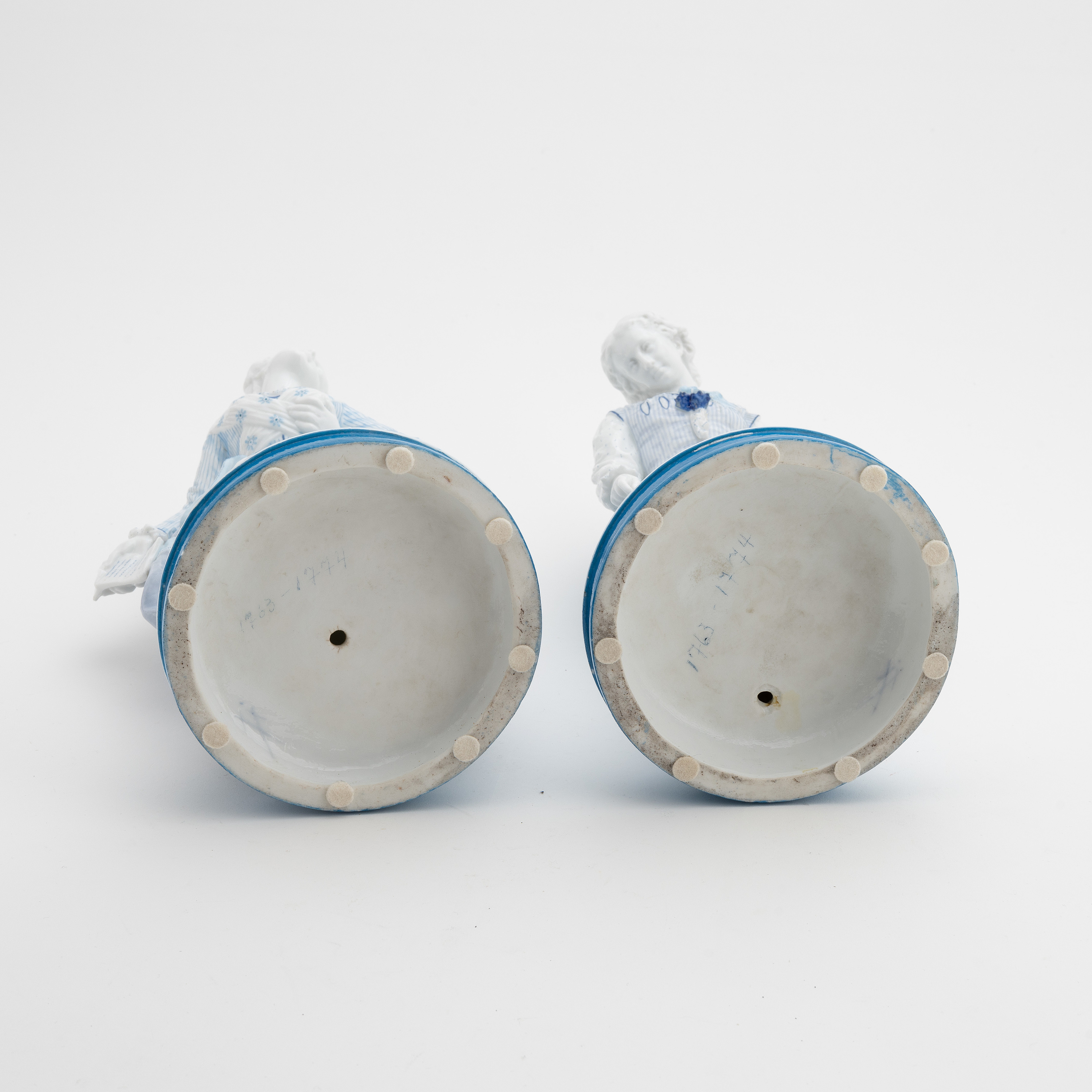 Two pocelain figurines, Meissen-like marks, probably early 20th century ...