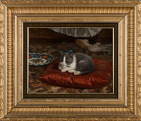 Adolf von Becker, The cat on the pillow. - Bukowskis