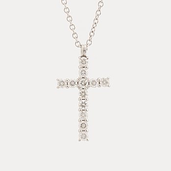 Hängsmycke kors med briljantslipade diamanter, totalt 0,47 ct, med ...