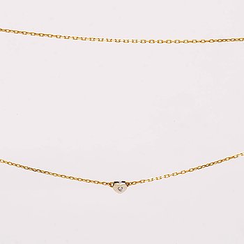 Chain18k gold with diamond pendant approx 0,01 ct, length approx 70 cm ...