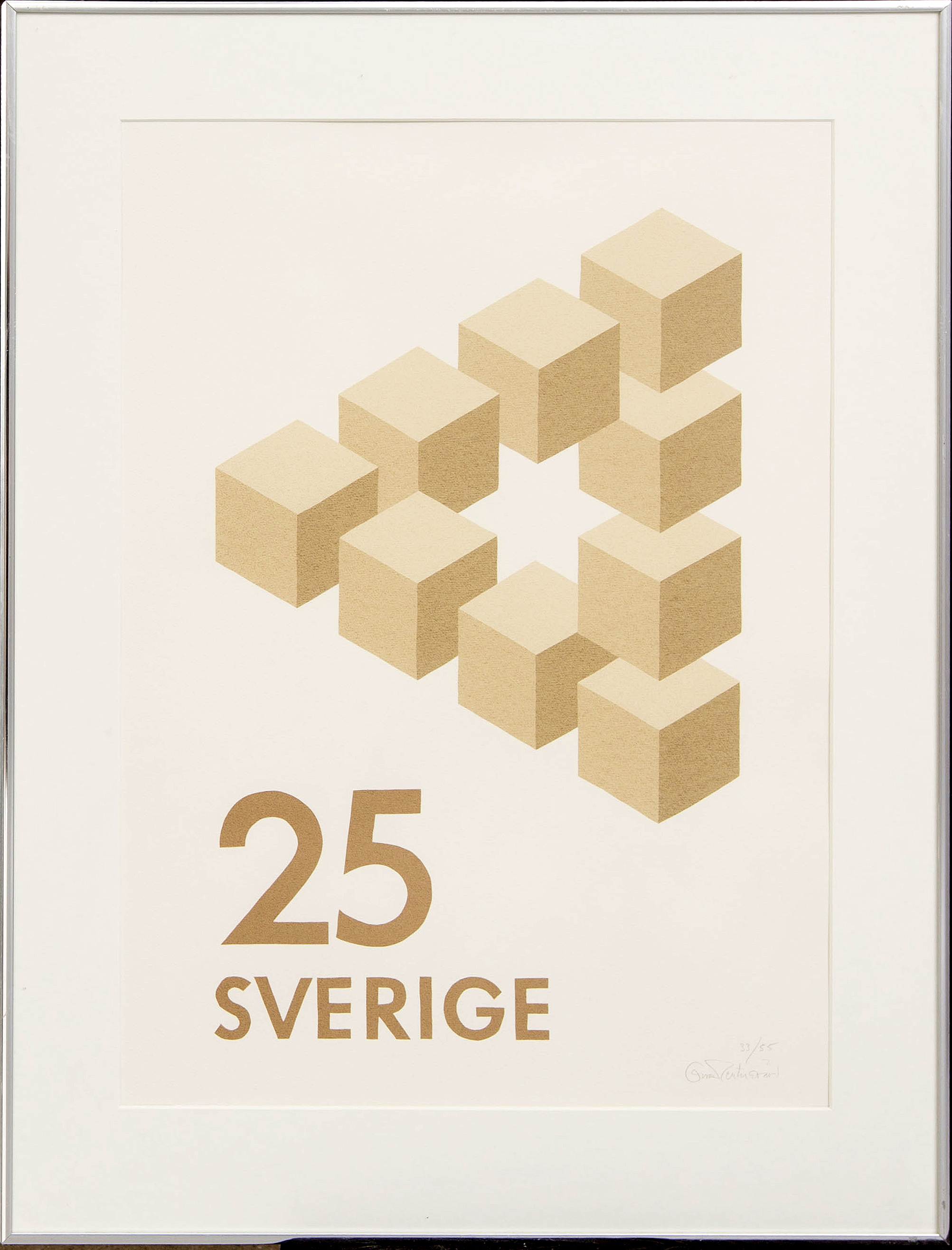 Oscar Reutersvärd, three lithographs in colours signed and numbered 33/ ...