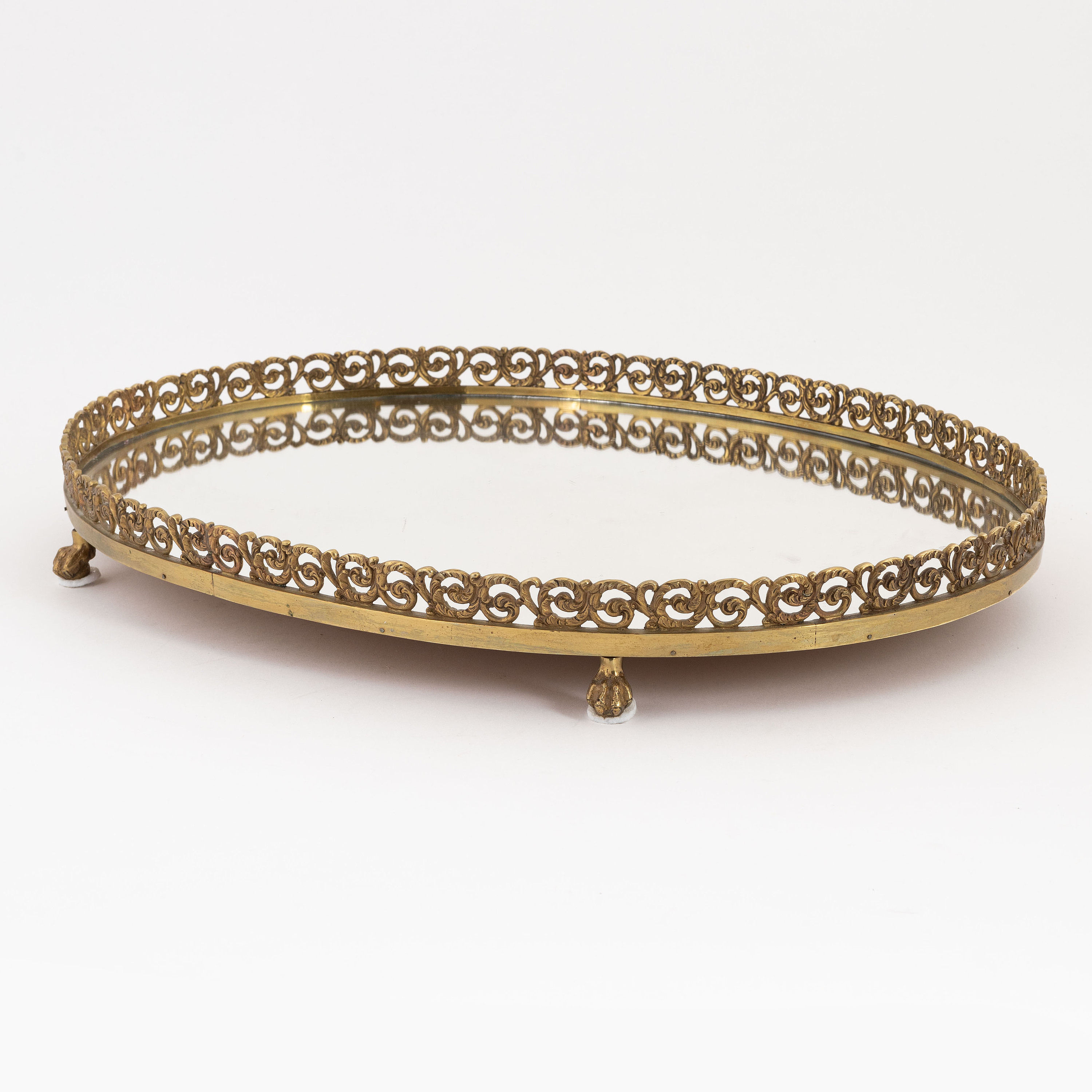 A brass and glass empire-style dinner table plateau, 19th Century ...