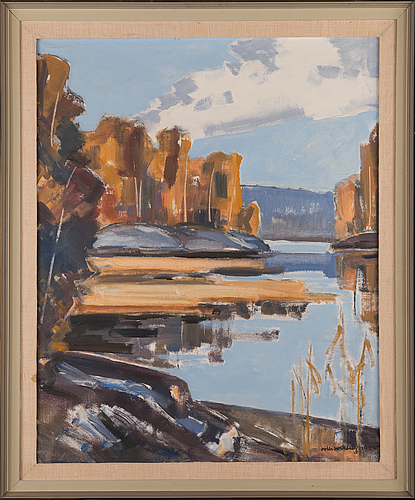 Nils Wikberg, oil on canvas, signed and dated 1958. | Barnebys