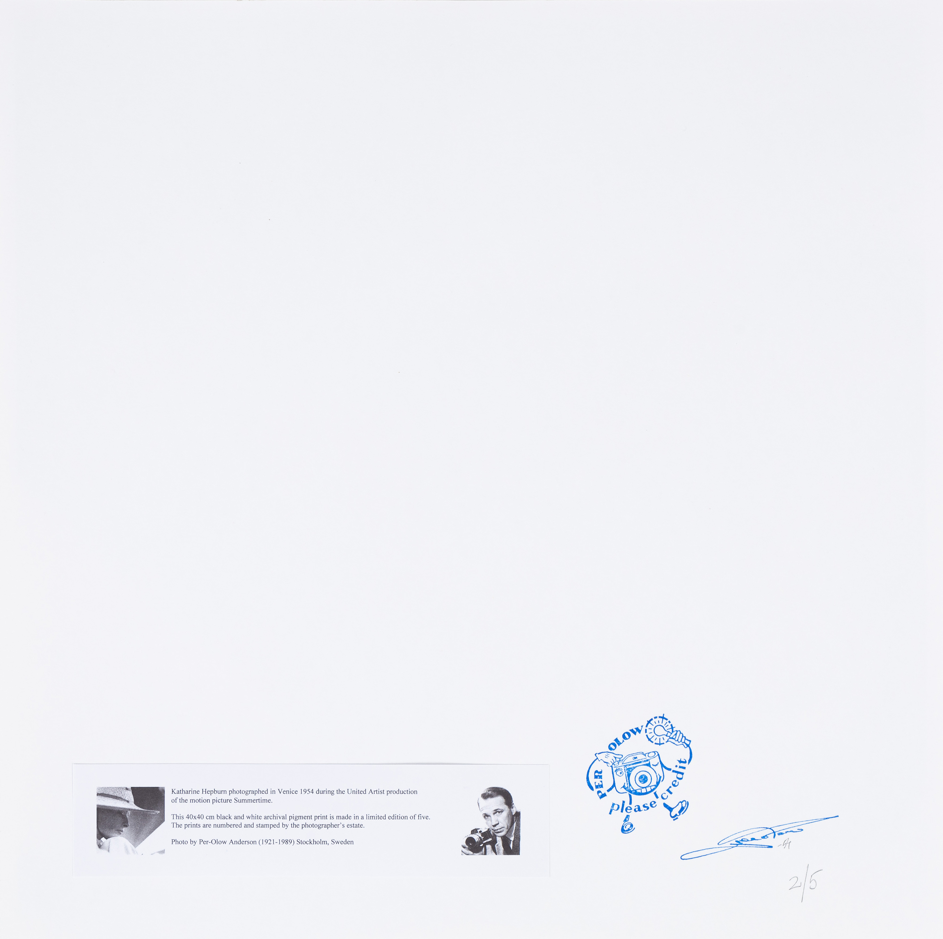 Per-Olow Anderson, archival pigment print, stämpelsignerad och numrerad ...