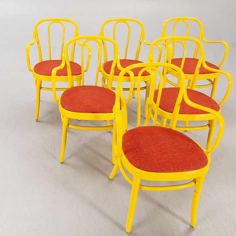 A set of six Gemla möbler "Wien" lacquered armchairs later part of the ...