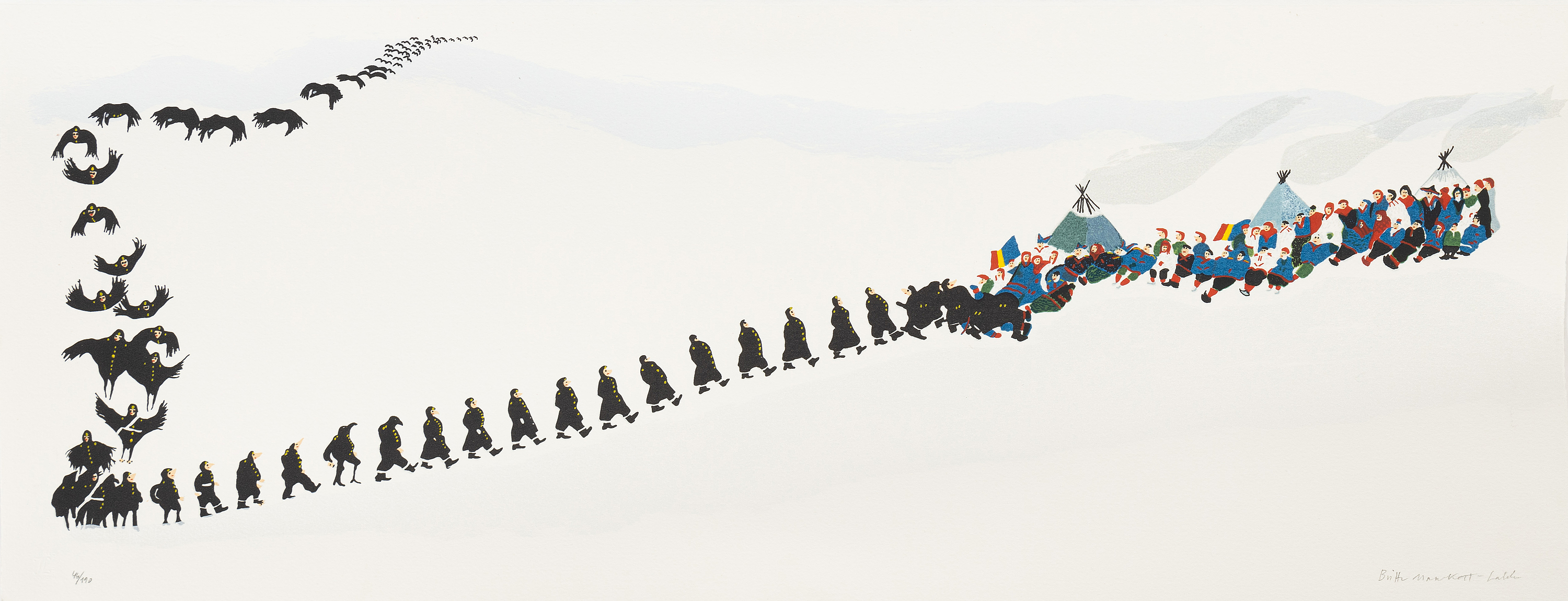 Britta Marakatt-Labba, silk screen in colours, signed signerad Britta ...