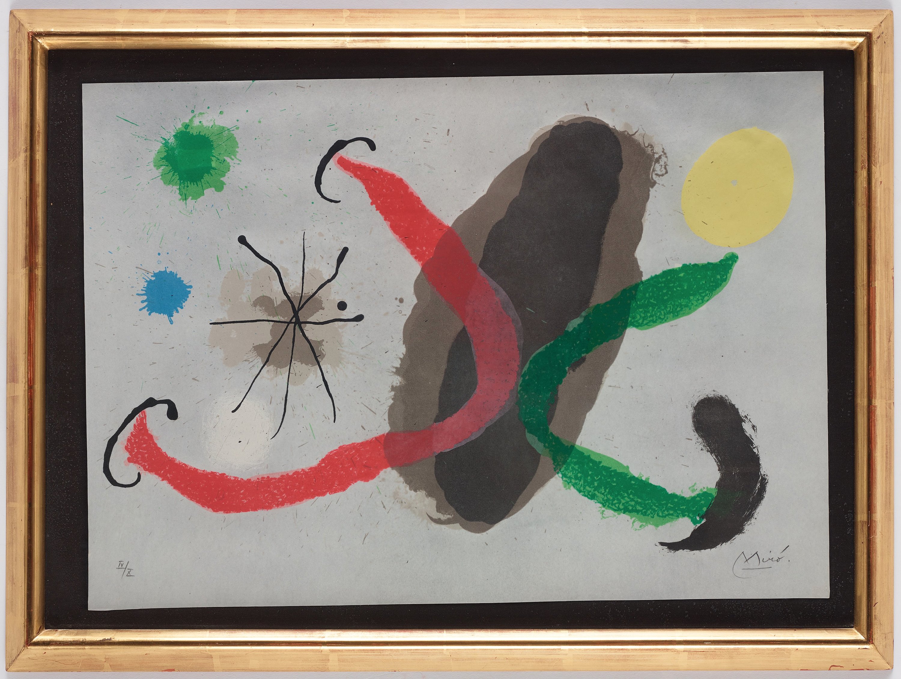 Joan Miró, lithograph in color on parchemin, signed and numbered IV/X ...