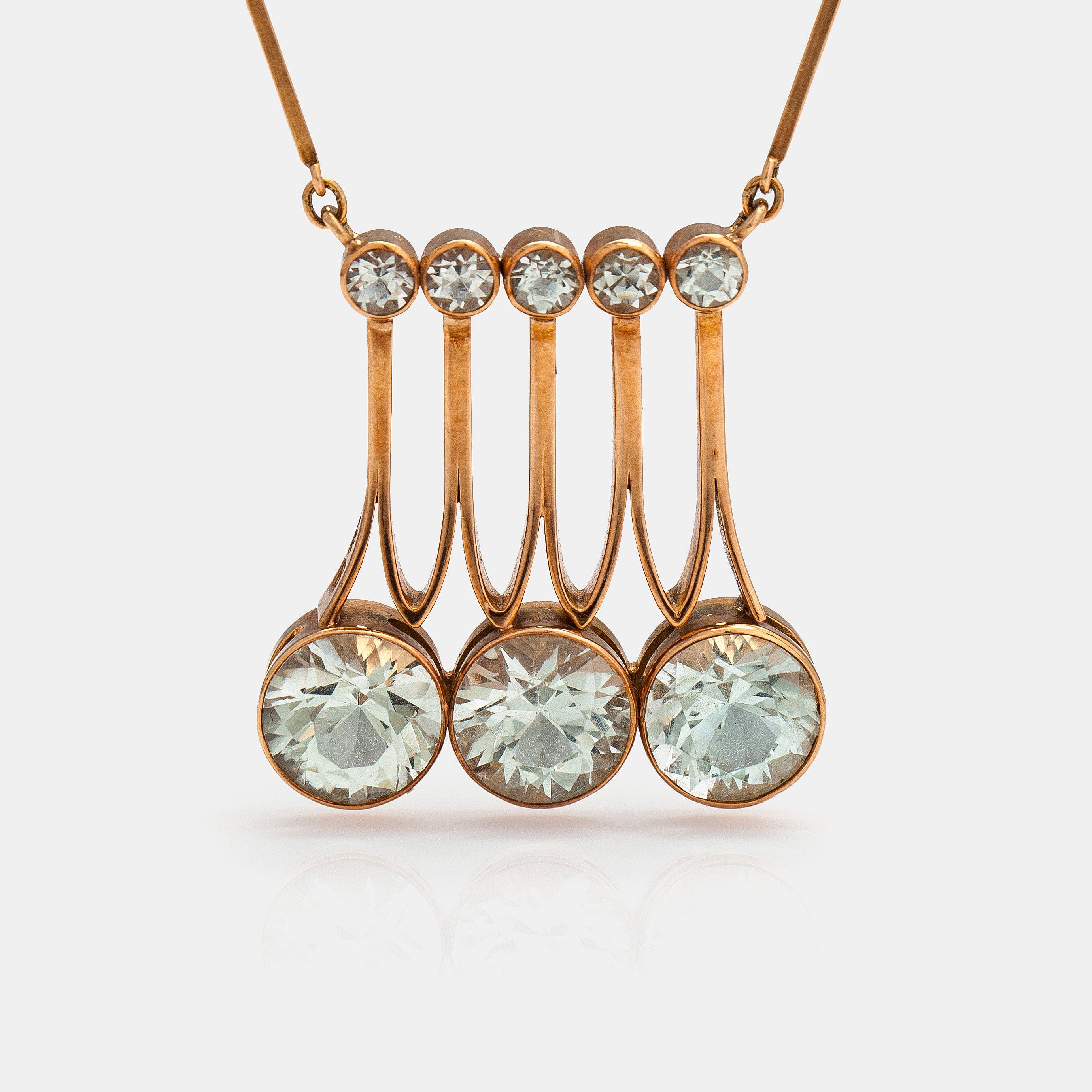 Kaunis Koru, Halsband, 14K guld och akvamariner. Helsingfors 1962. - Bukowskis