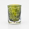 Ingeborg Lundin, a green ariel vase "Ansikten" (Faces), Orrefors ...