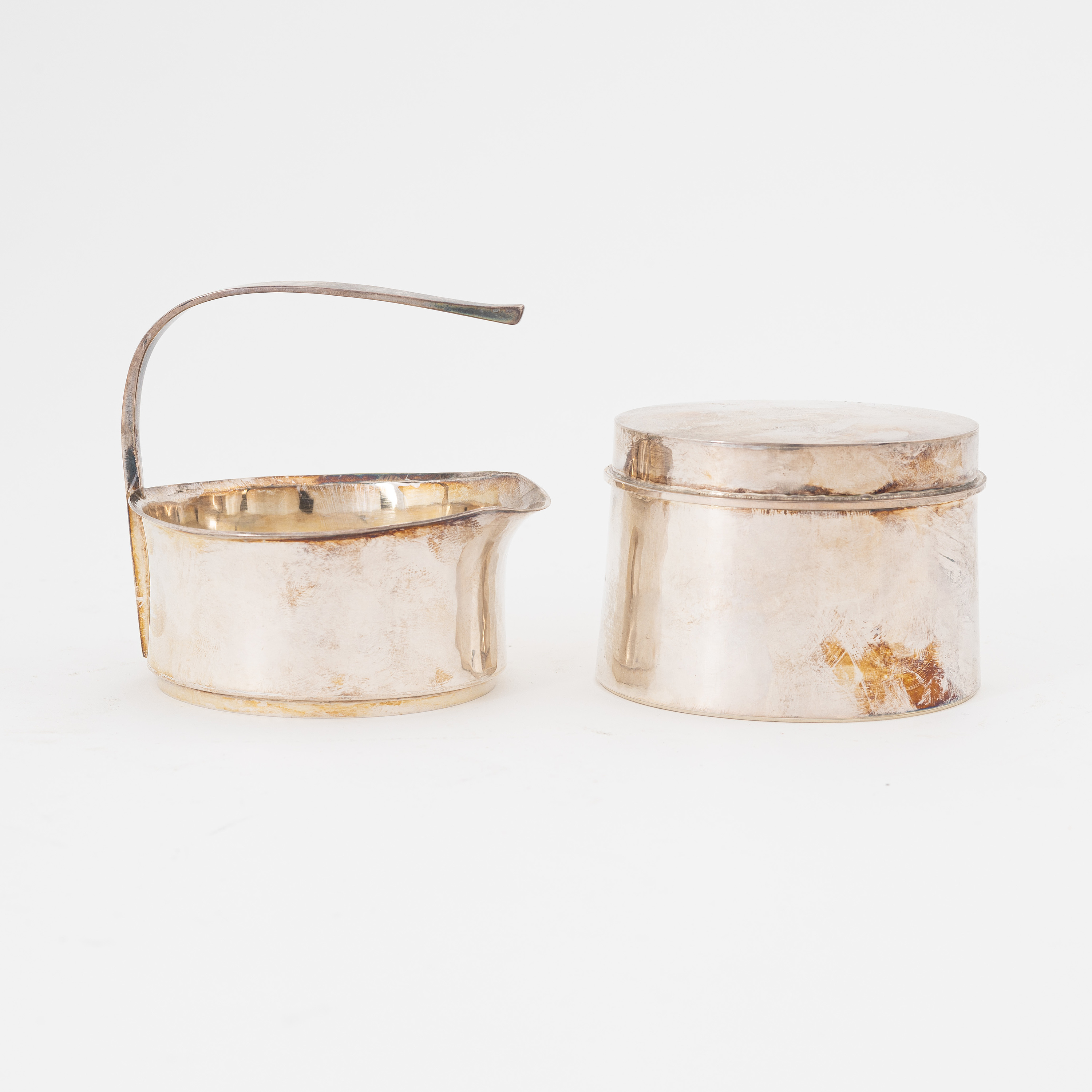 Martin Öhman, sockerskål och gräddkanna, silver, Halmstad, 1983 ...