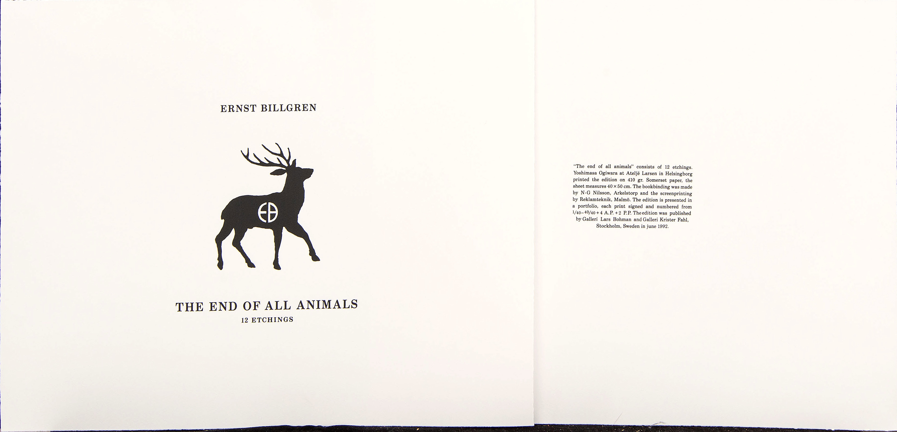 Ernst Billgren, "The end of all animals", portfolio consisting of 12 ...