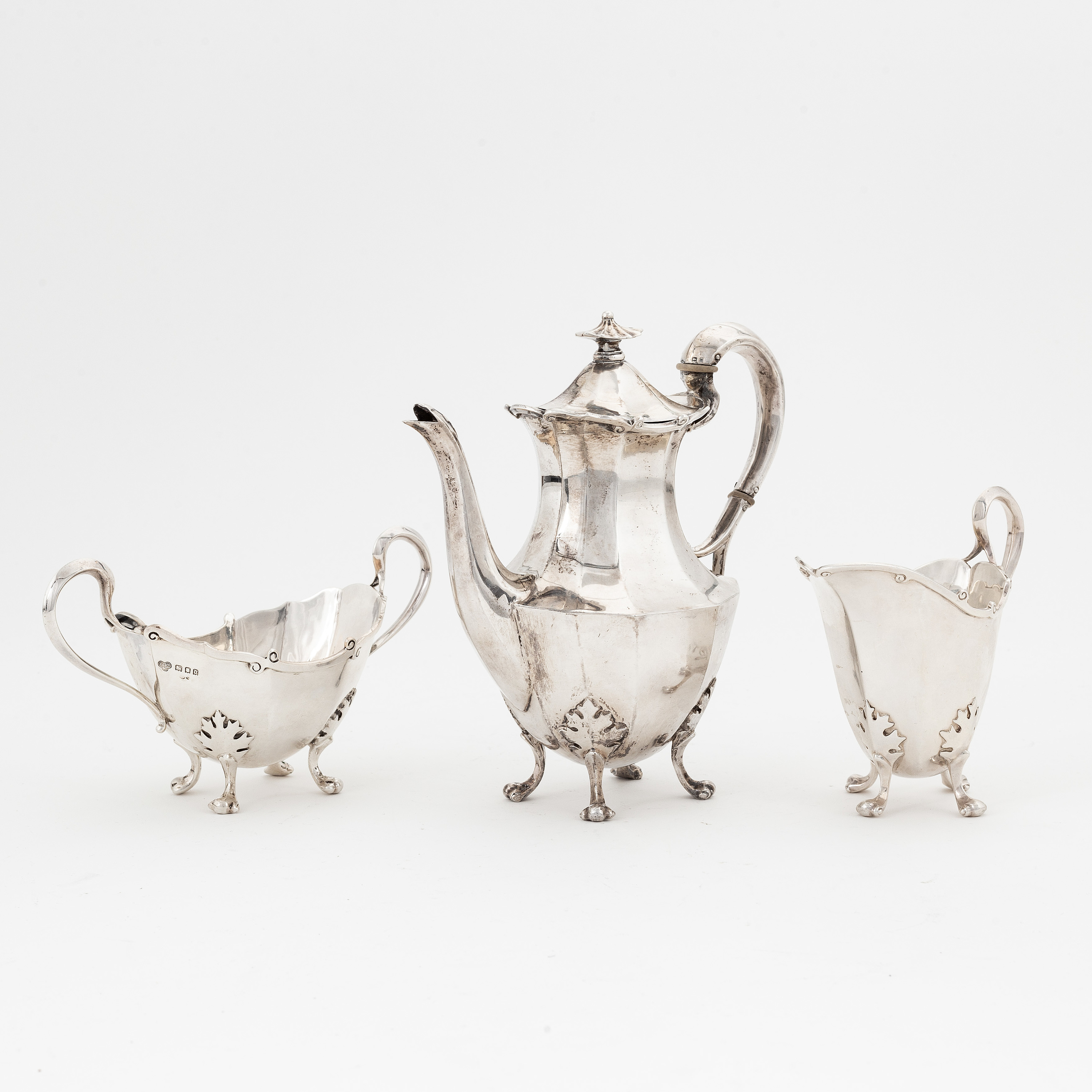 Goldsmiths & Silversmiths Co Ltd, kaffeservis, 3 delar, silver, London ...