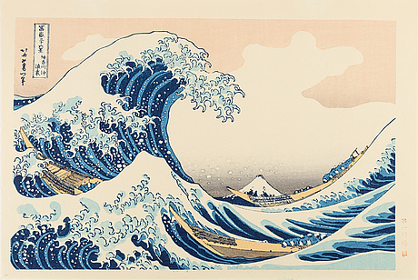 Katsushika Hokusai, after, a set of six woodblock prints in colours ...