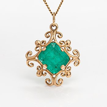 Halsband, 14K guld och smaragd. - Bukowskis