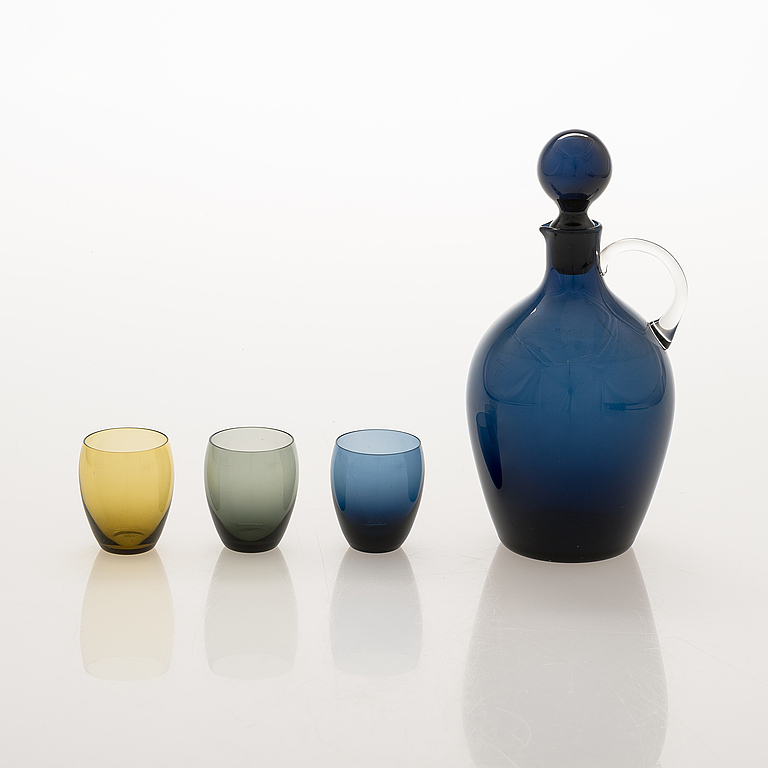 Saara Hopea, a glass carafe with eight liqueur glasses, model 2501 ...