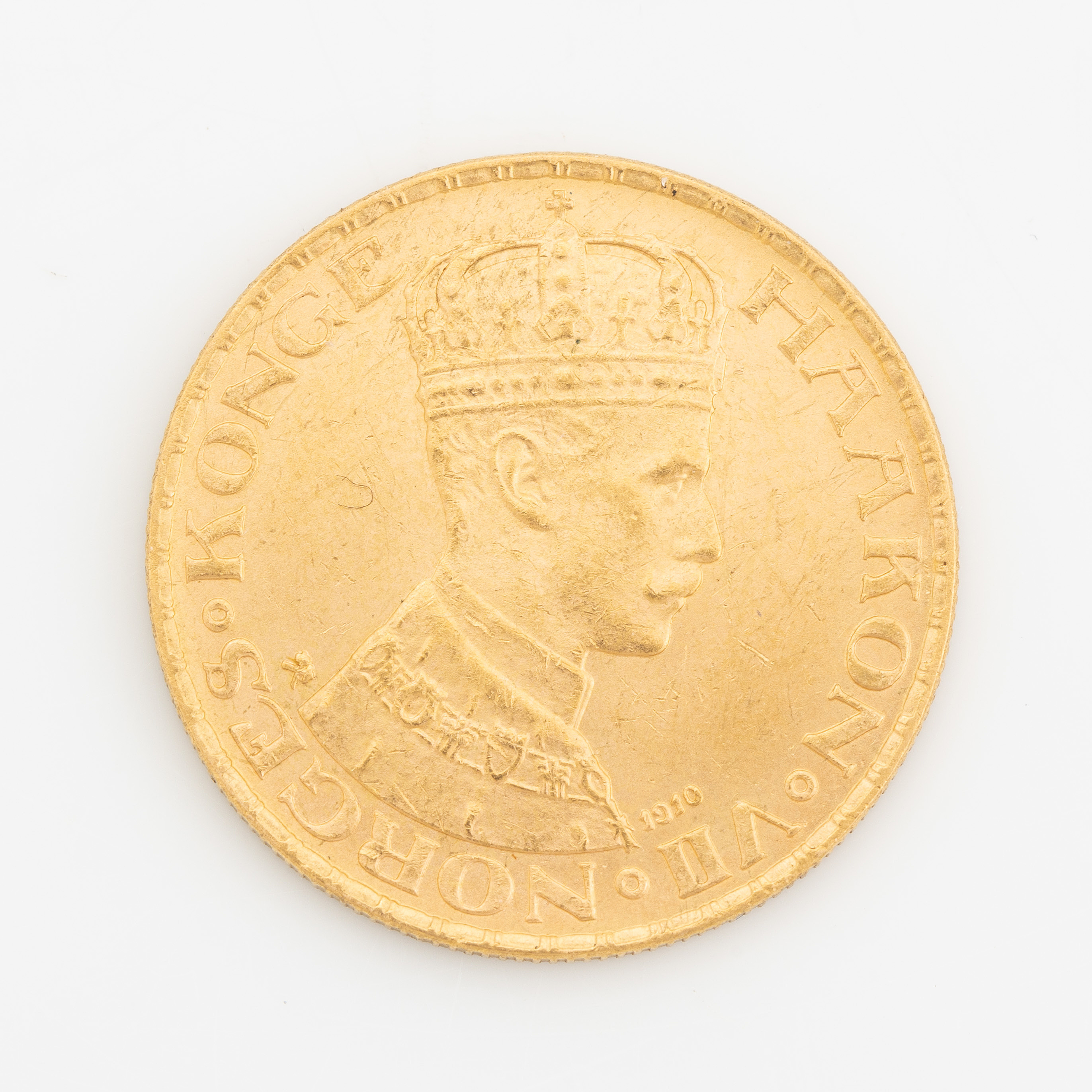 Haakon VII, guldmynt, Norge, 20 kr, 1910. - Bukowskis