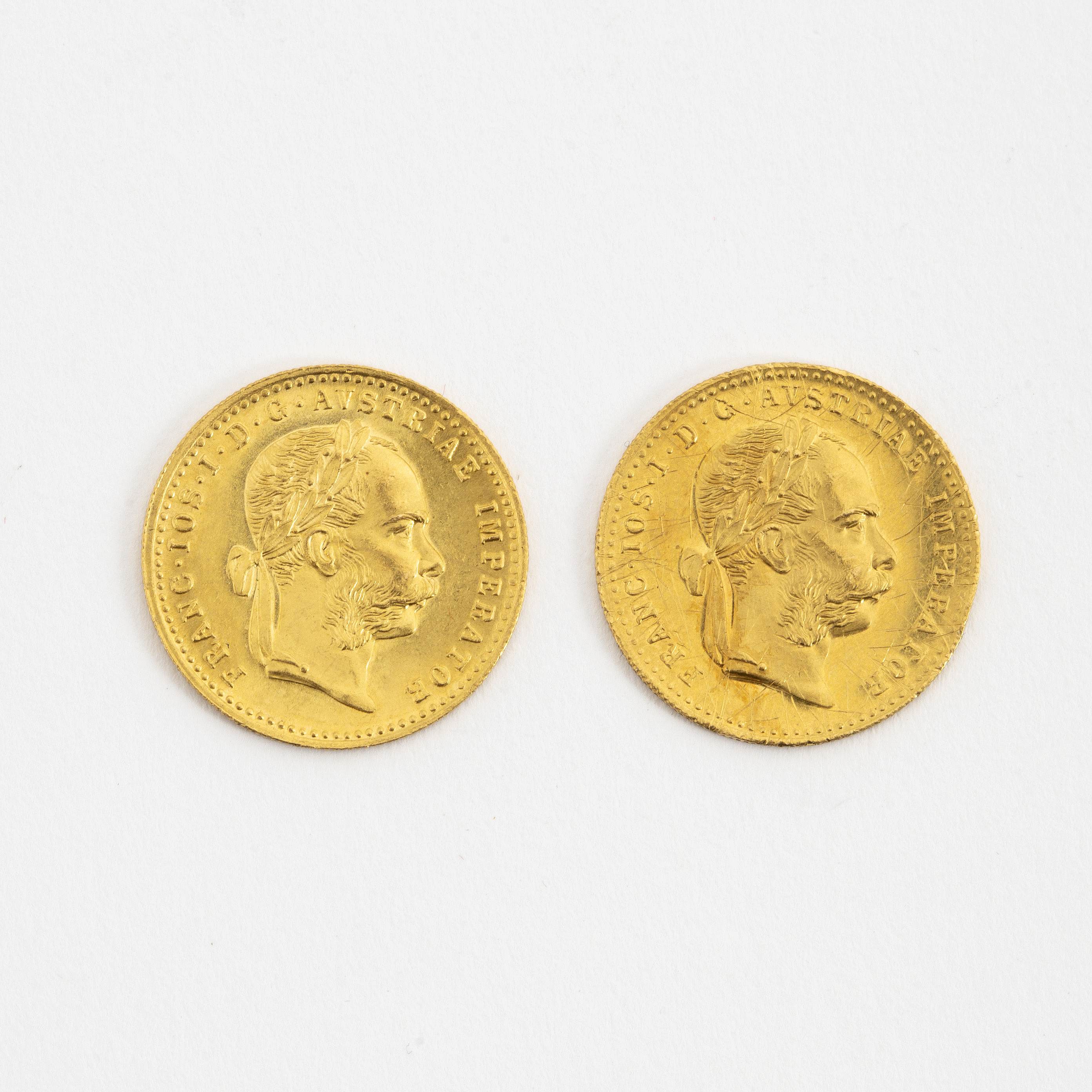 A set of two Austrian gold coins, restrikes of 1 Ducats, 1915. - Bukowskis