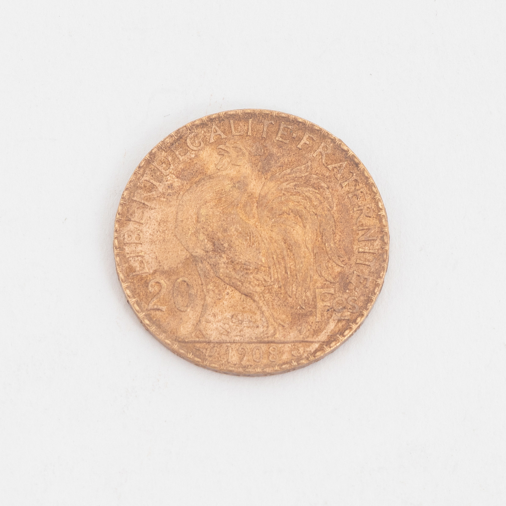 A French gold coin, 20 Francs, 1908. - Bukowskis