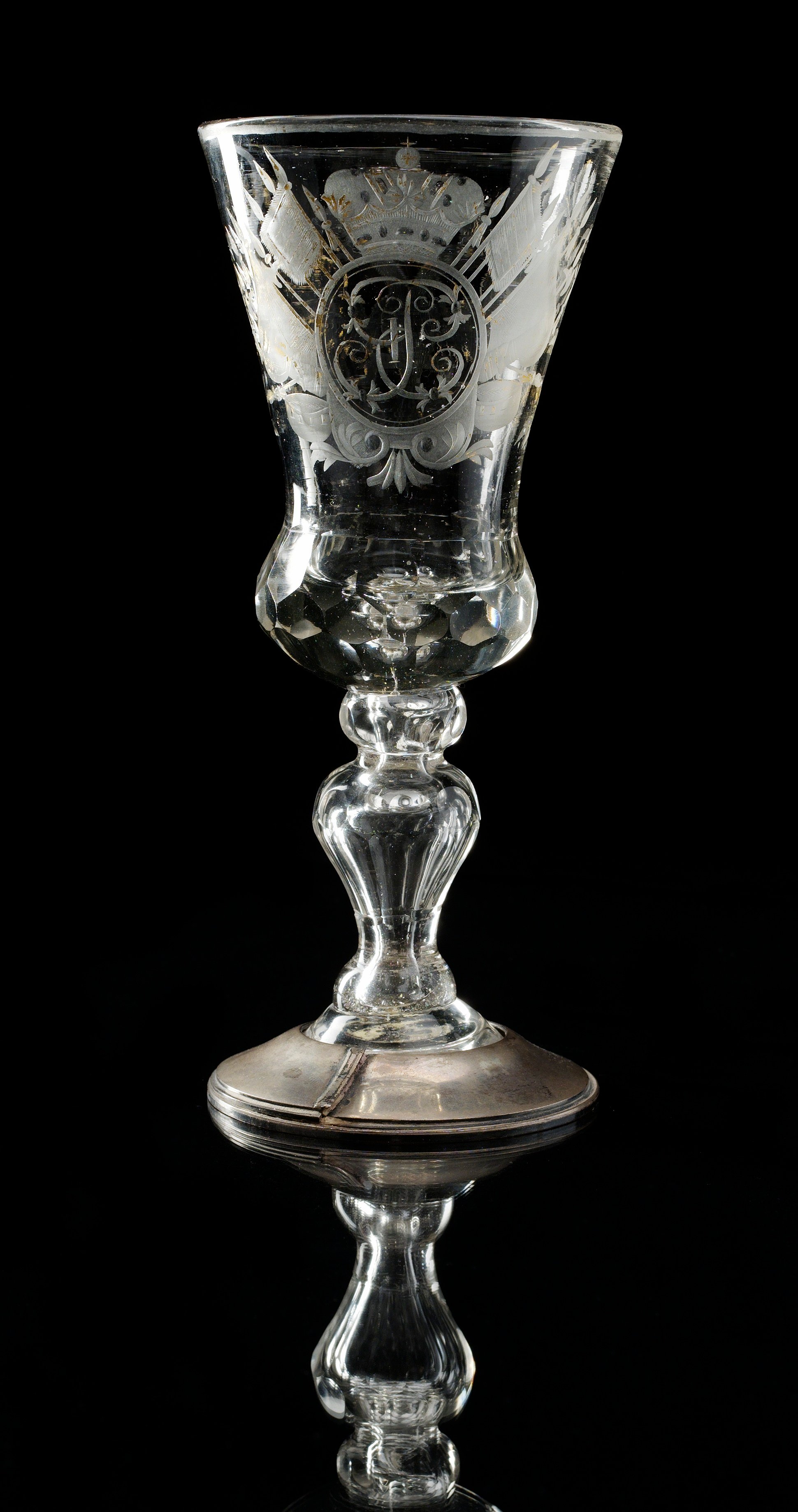 A cut and engraved Russian goblet with monogram of Empress Elisabet I ...