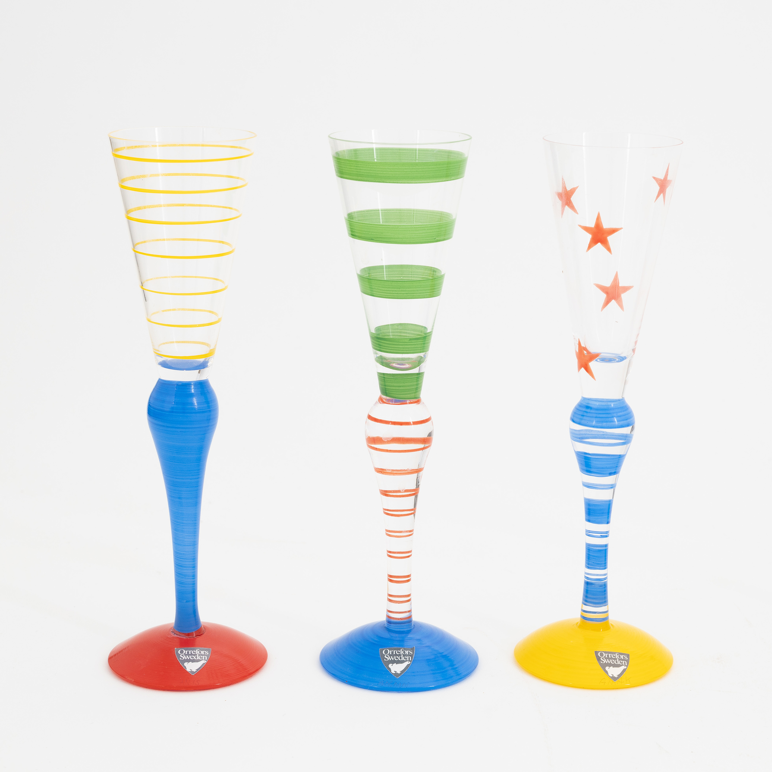 Anne Nilsson, snapsglas, 11st, "Clown", Orrefors. - Bukowskis