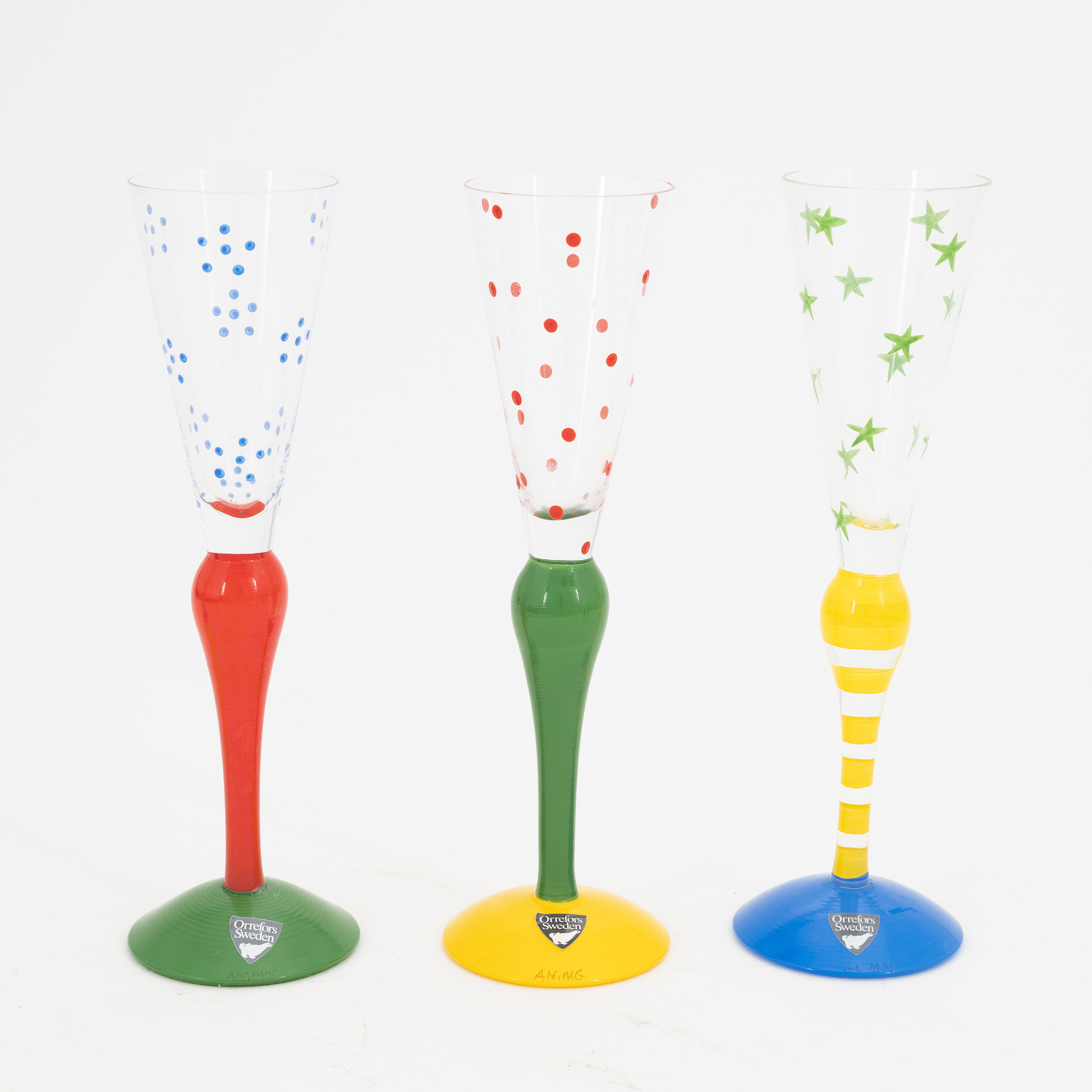 Anne Nilsson, snapsglas, 11st, "Clown", Orrefors. - Bukowskis