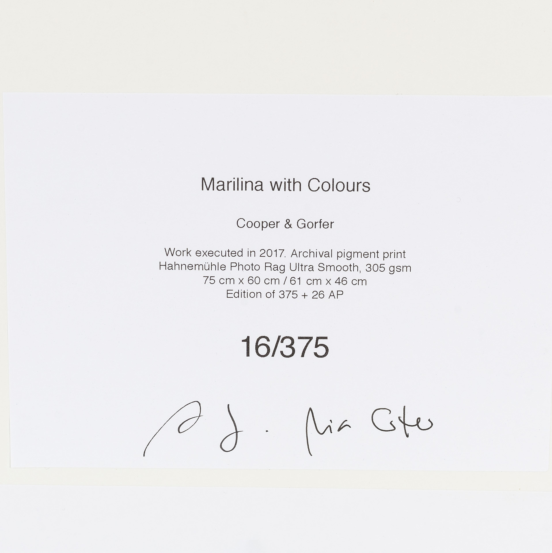 Cooper & Gorfer, archival pigment print, signed 17/375 verso. - Bukowskis
