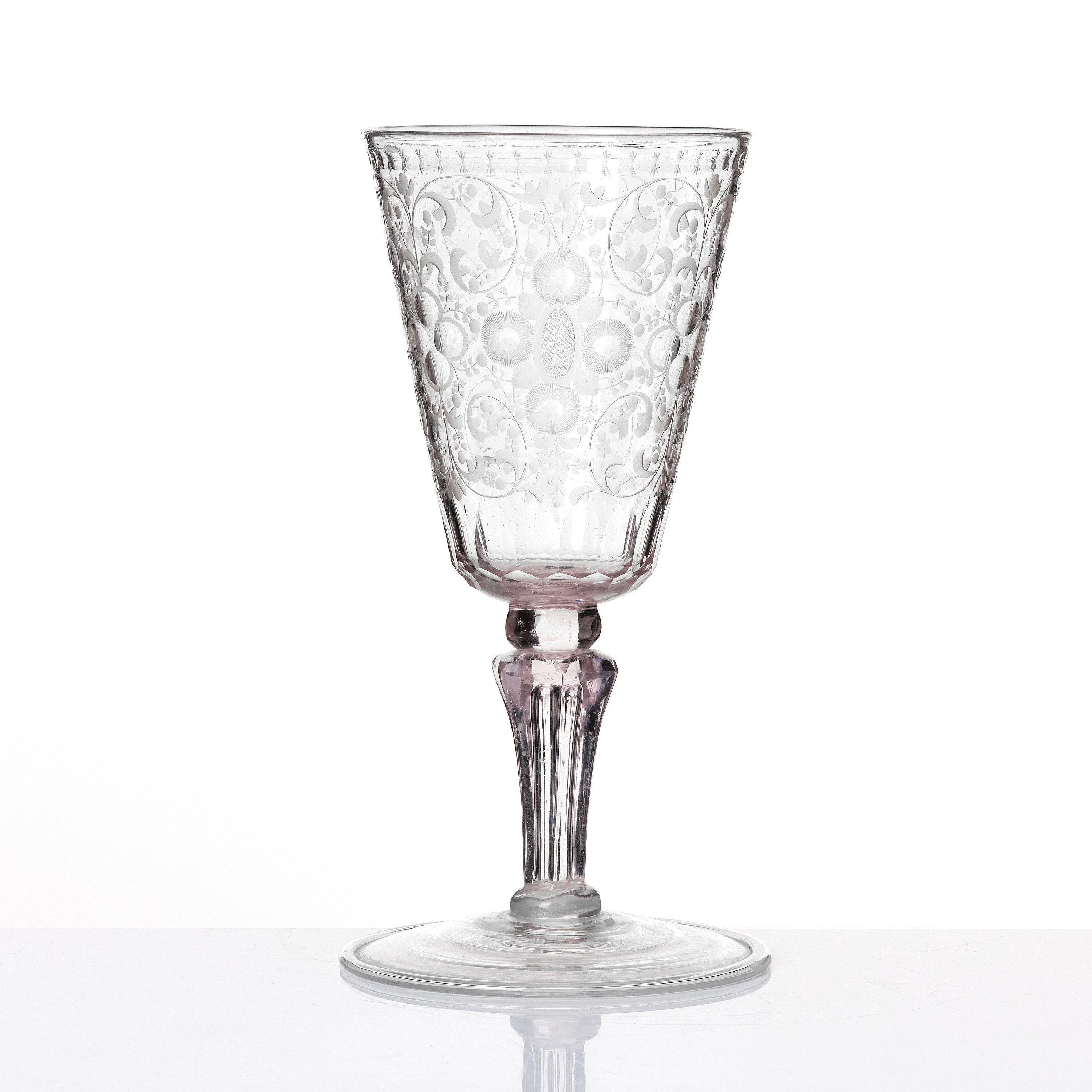 A large engraved and cut glass goblet, 18th Century. - Bukowskis