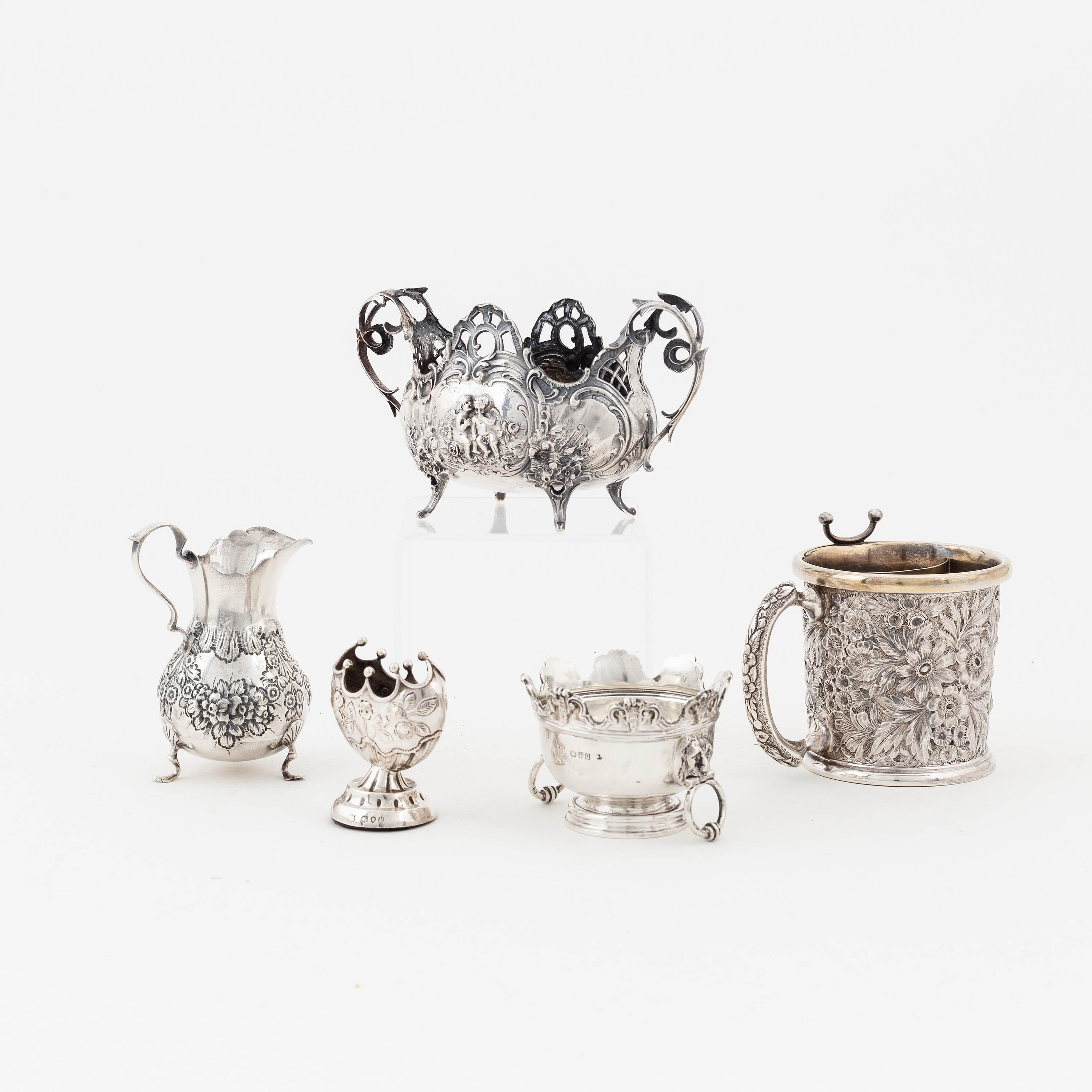 Samling silver, nyrokoko, England, bl.a. Josiah Williams, Chester, 1896 ...