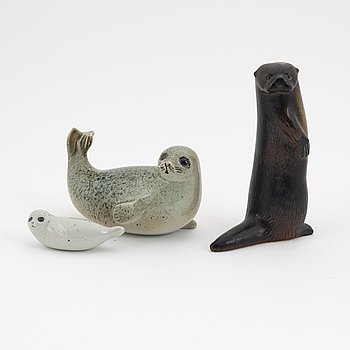 Lisa Larson, three stoneware figurines, Gustavsberg, Sweden, for WWF. - Bukowskis