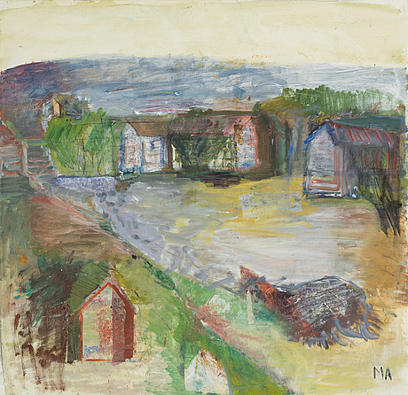 Maj Arnell, oil/mixed media on canvas, signed and dated -88-89. - Bukowskis