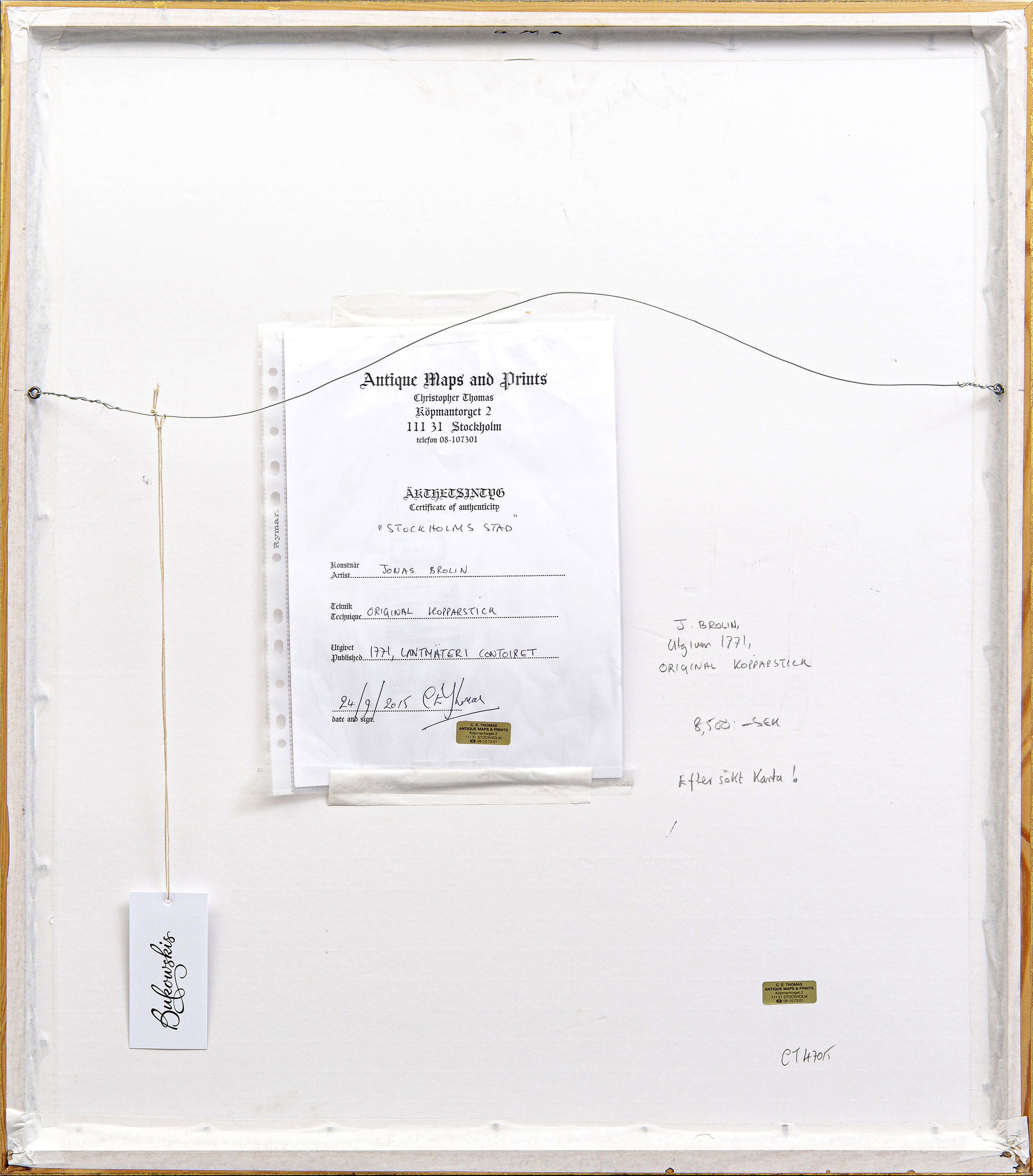 Jonas Brolin, karta över Stockholm, kopparstick, Stockholm 1771 ...